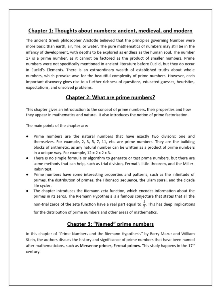 Overview of Prime Numbers and the Riemann Hypothesis | PDF | Prime Number | Numbers