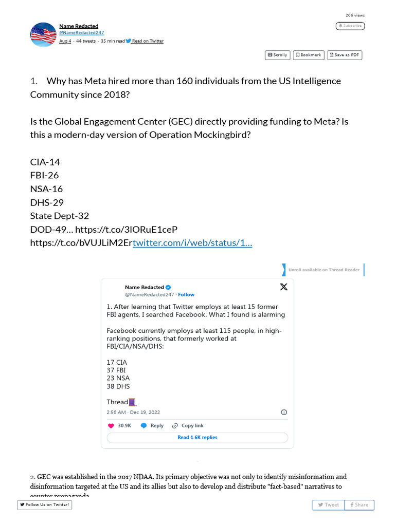 MetaCIA_Employees | PDF | Facebook | Federal Bureau Of Investigation
