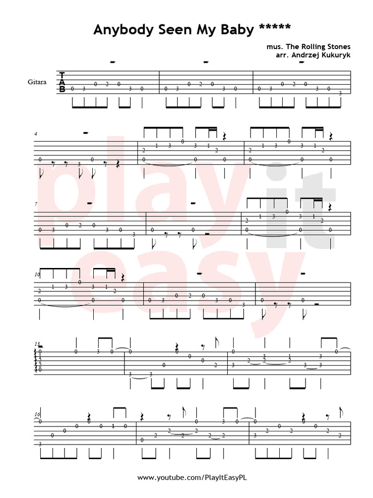 Tabs for "Anybody Seen My Baby" | PDF