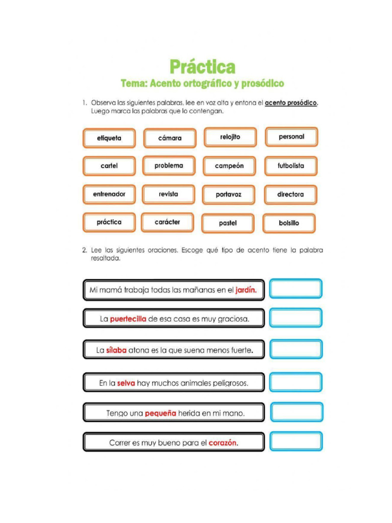 EJERCICIOS EL ACENTO | PDF