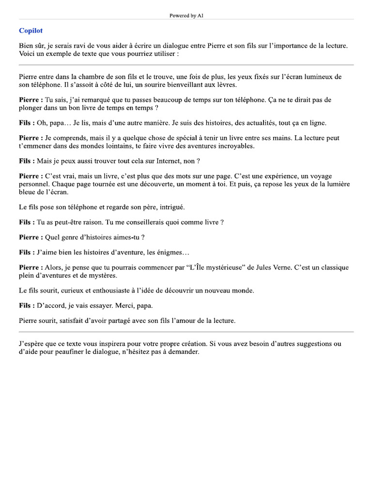 Capilot Production Français Lecture | PDF