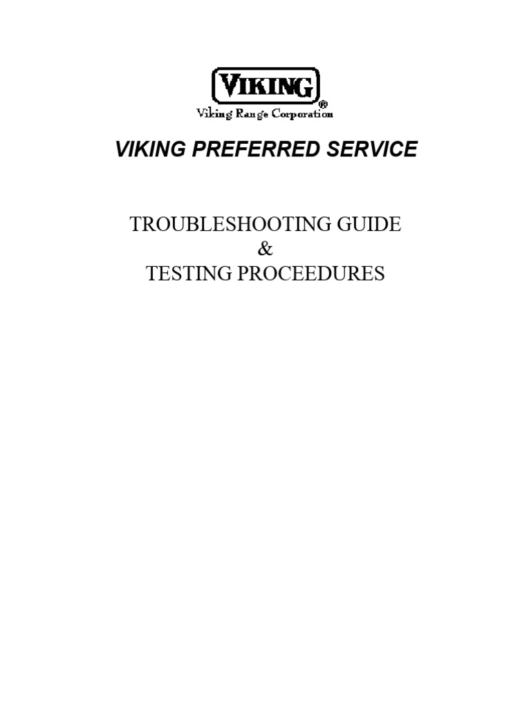 Viking Preferred Service Troubleshooting Guide - Test Proceedures | PDF ...