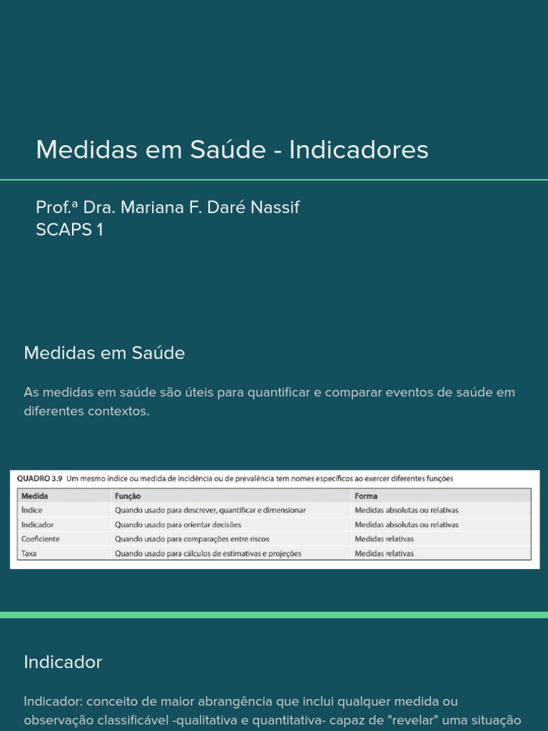 Indicadores e Medidas em Saúde | PDF | Taxa de mortalidade | Morte