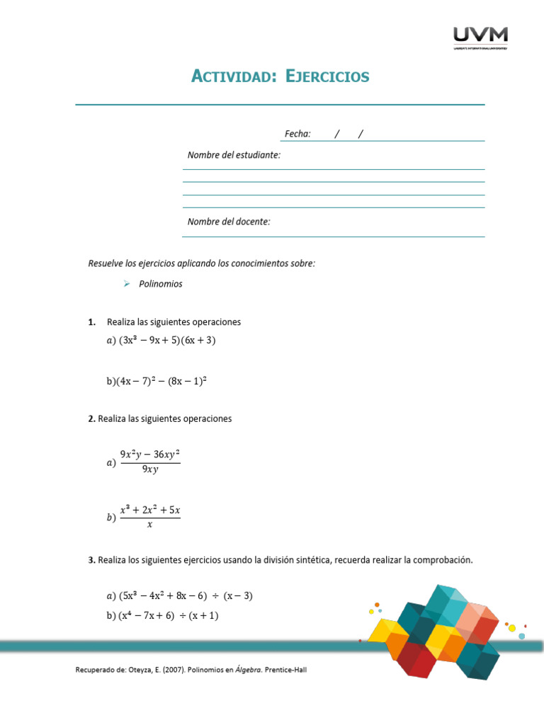 U4_Ejercicios | PDF | Álgebra | Álgebra abstracta