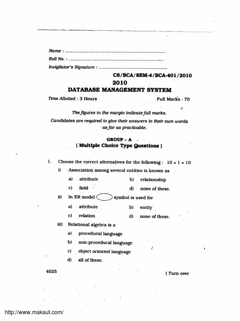 Database Management System Exam Paper | PDF | Relational Model | Databases