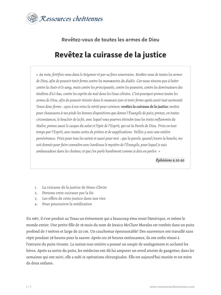 Mario Veilleux - Revêtez La Cuirasse de La Justice | PDF | Jésus | Dieu