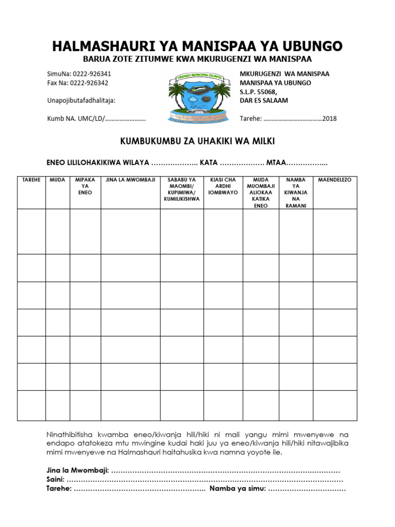 Uhakiki Kumbukumbu - Ubungo | PDF