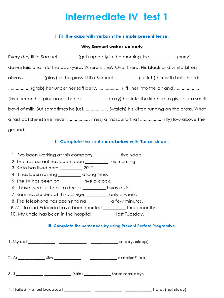 Intermediate Iv Test 1 Pdf Linguistics Grammar