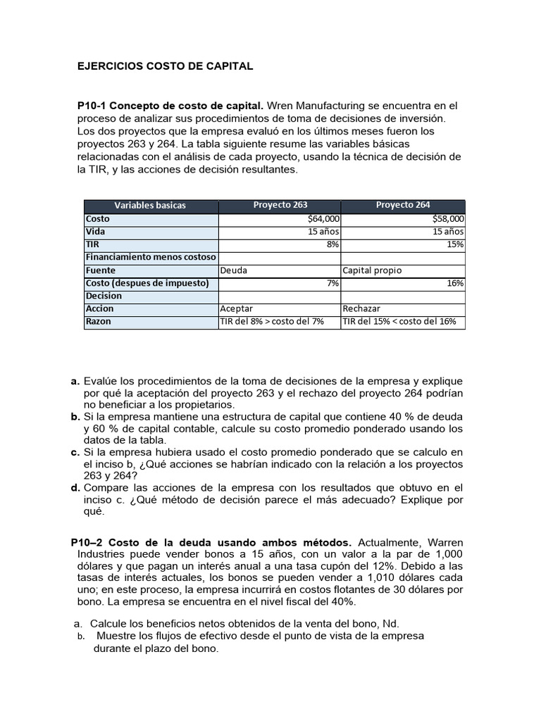 EJERCICIOS COSTO DE CAPITAL (5) | Descargar gratis PDF | Economias ... EJERCICIOS COSTO DE CAPITAL (5) | Descargar gratis PDF | Economias ...