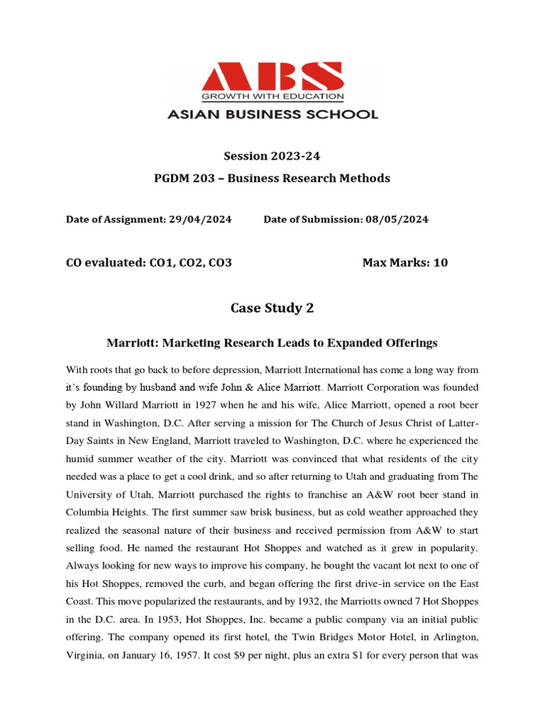 BRM Case Study Ii Before 08 05 2024 | PDF | Marriott International | Hotel