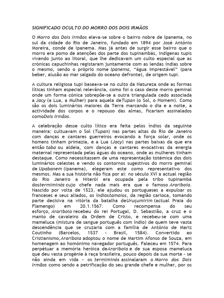 Significado do Morro dos Dois Irmãos | PDF | Brasil