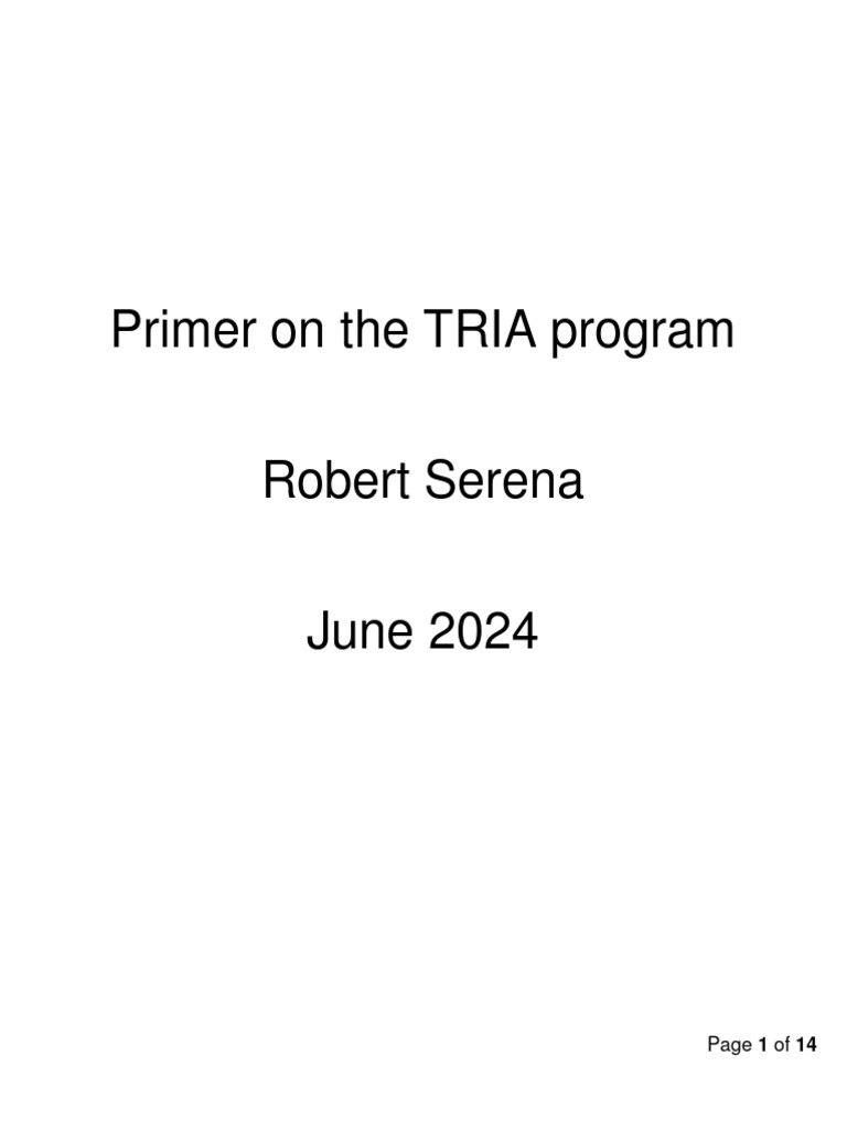 Primer On The Terrorism Risk Insurance Act (TRIA) | PDF | Insurance | Deductible