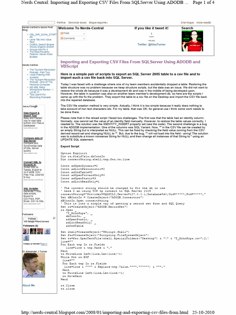 Importing and Exporting CSV Files From | PDF | Microsoft Excel | Microsoft Sql Server