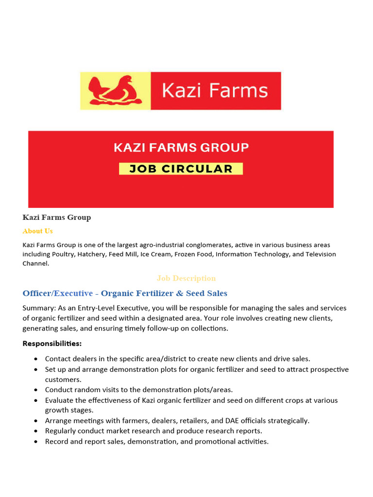 Organic Sales Role at Kazi Farms | PDF