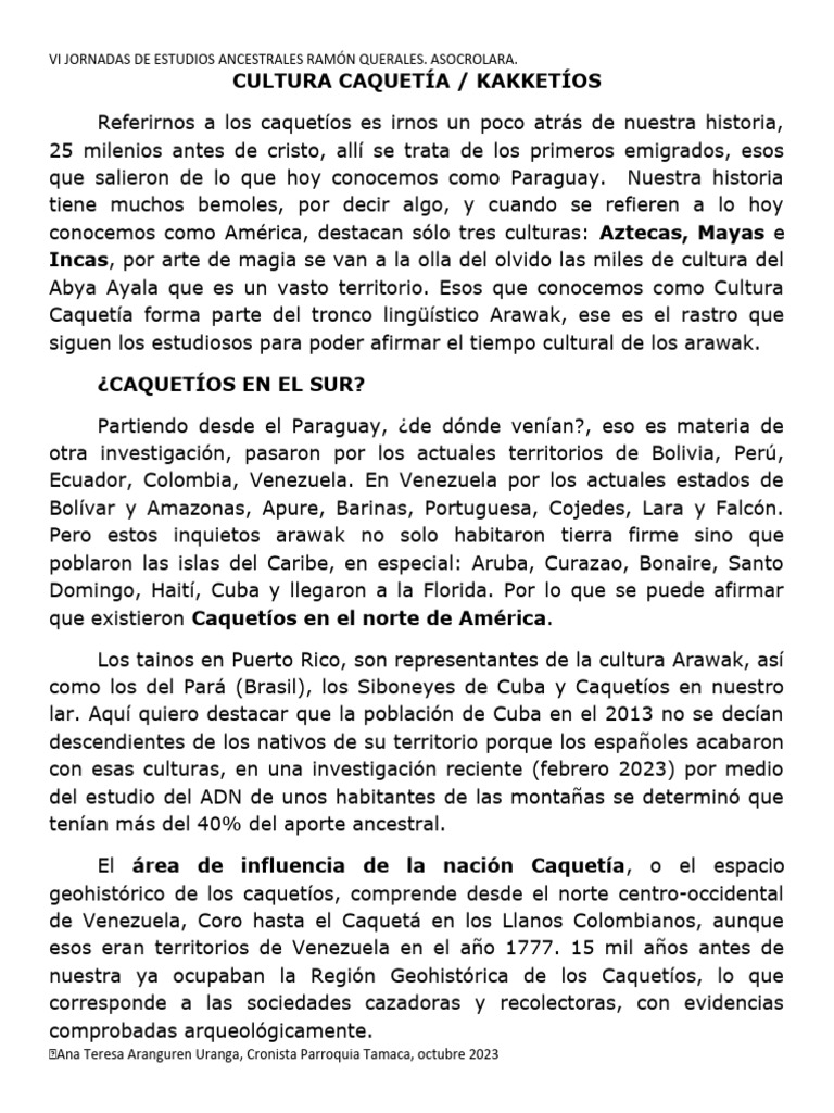 CULTURA CAQUETÍA | Descargar gratis PDF | Venezuela | Américas