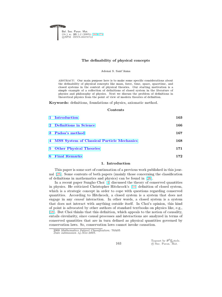 Adonai Sant'Anna - The Definability of Physical Concepts | PDF | First ...