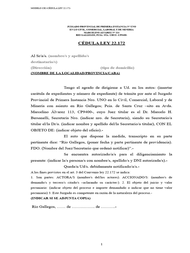 MODELO CD2 -CEDULA LEY 22172- | PDF MODELO CD2 -CEDULA LEY 22172- | PDF