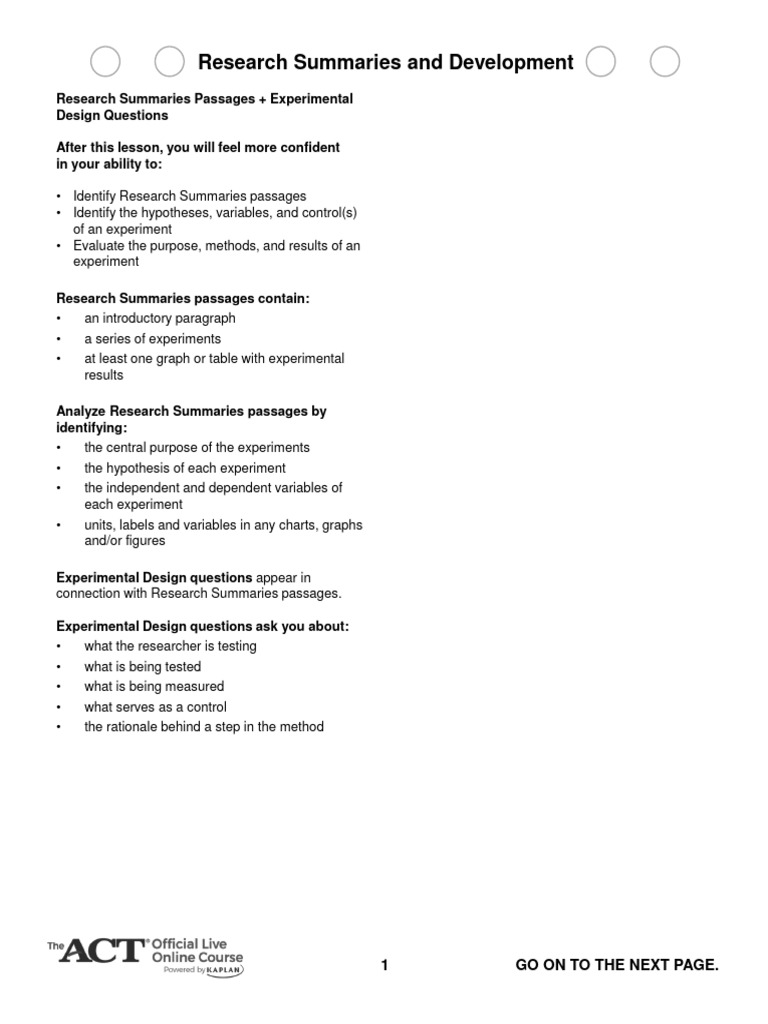 ACT - Research - Summaries - and - Development | PDF | Seed | Gas ...