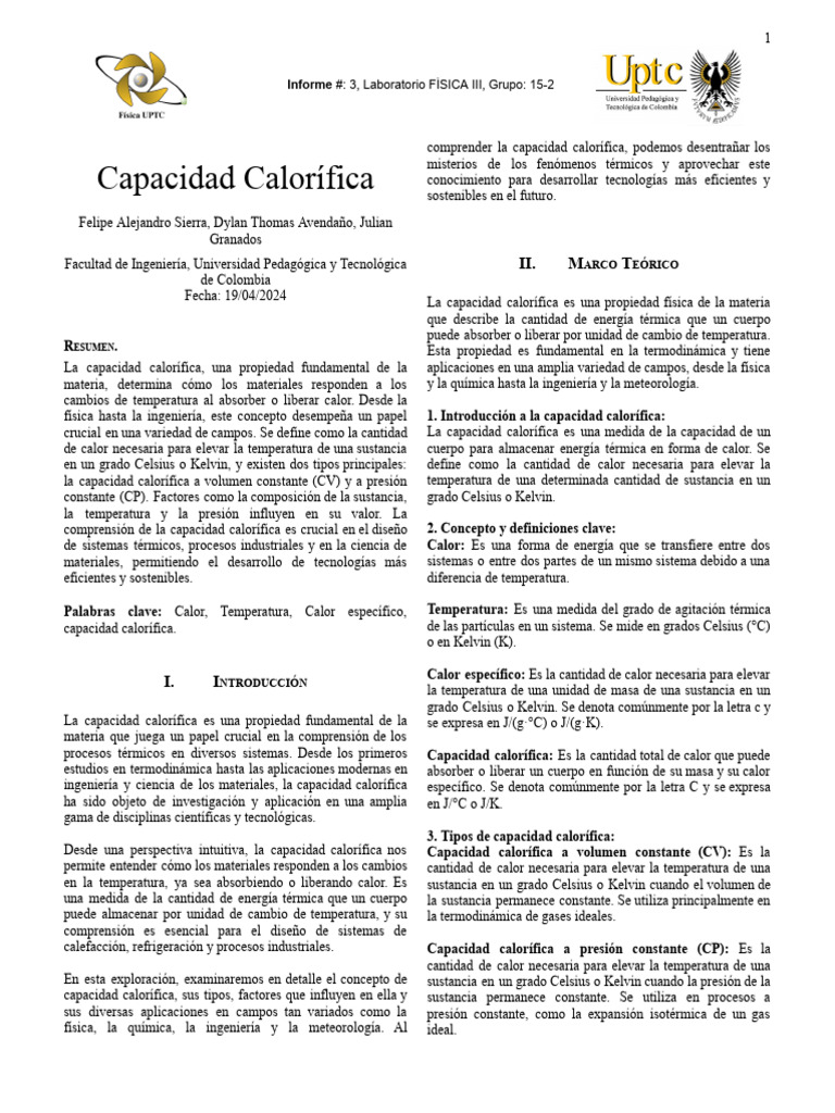 Capacidad Calorifica | PDF | Capacidad calorífica | Calor