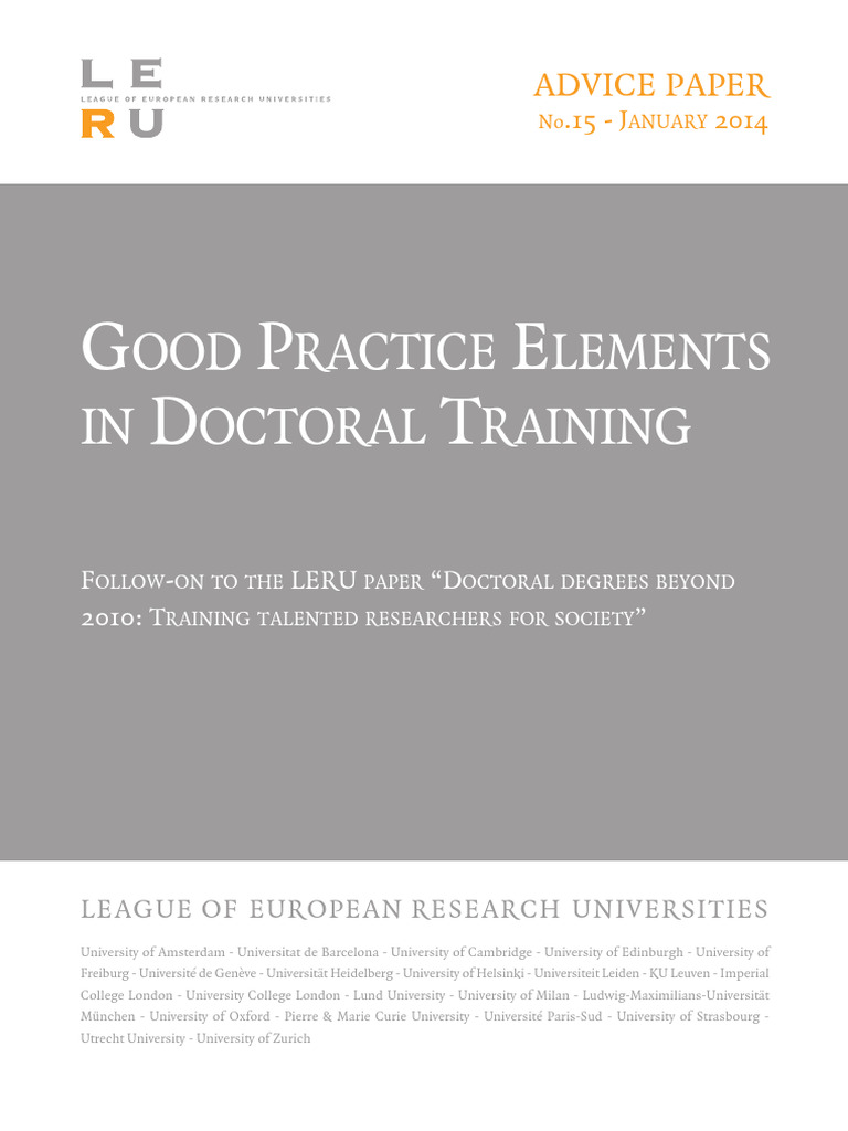 Good Practice Elements in Doctoral Training Full Paper | PDF | Doctor ...