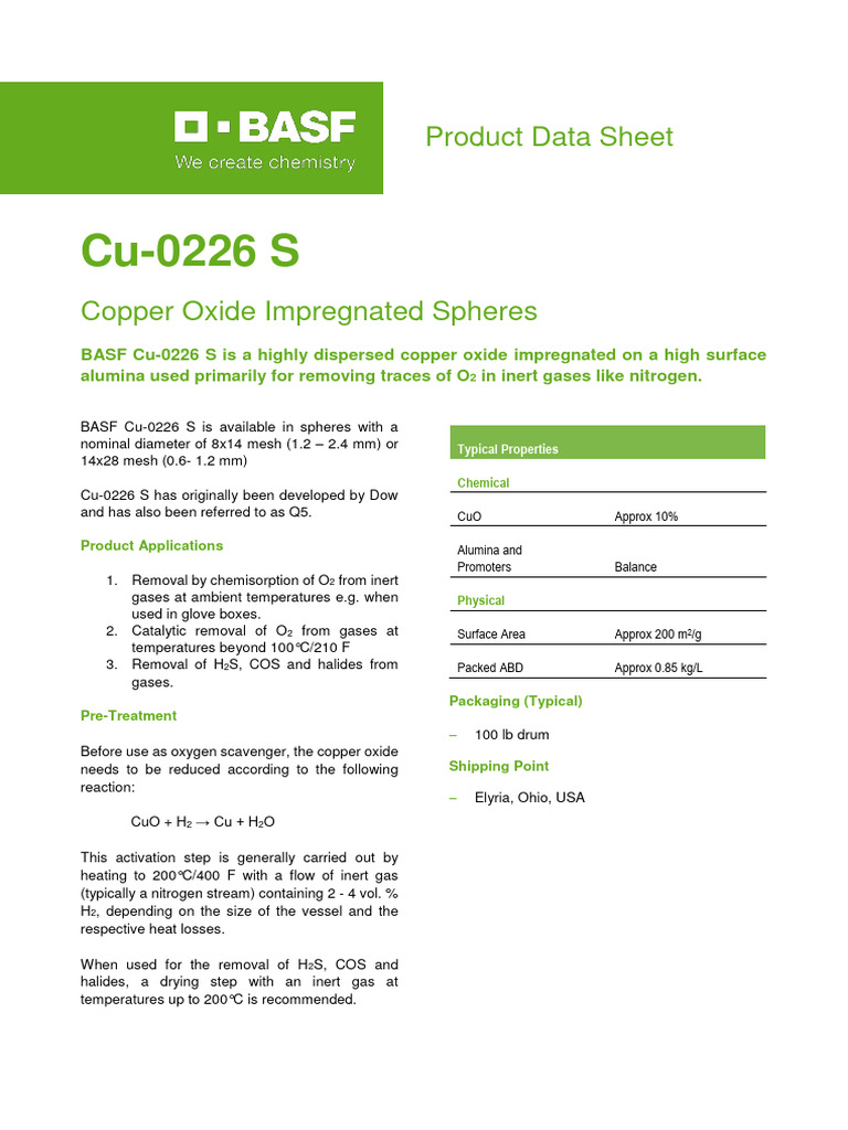 BF-9332 A4 Cu-0226 PDS Rev 2018-08 F | PDF | Gases | Catalysis