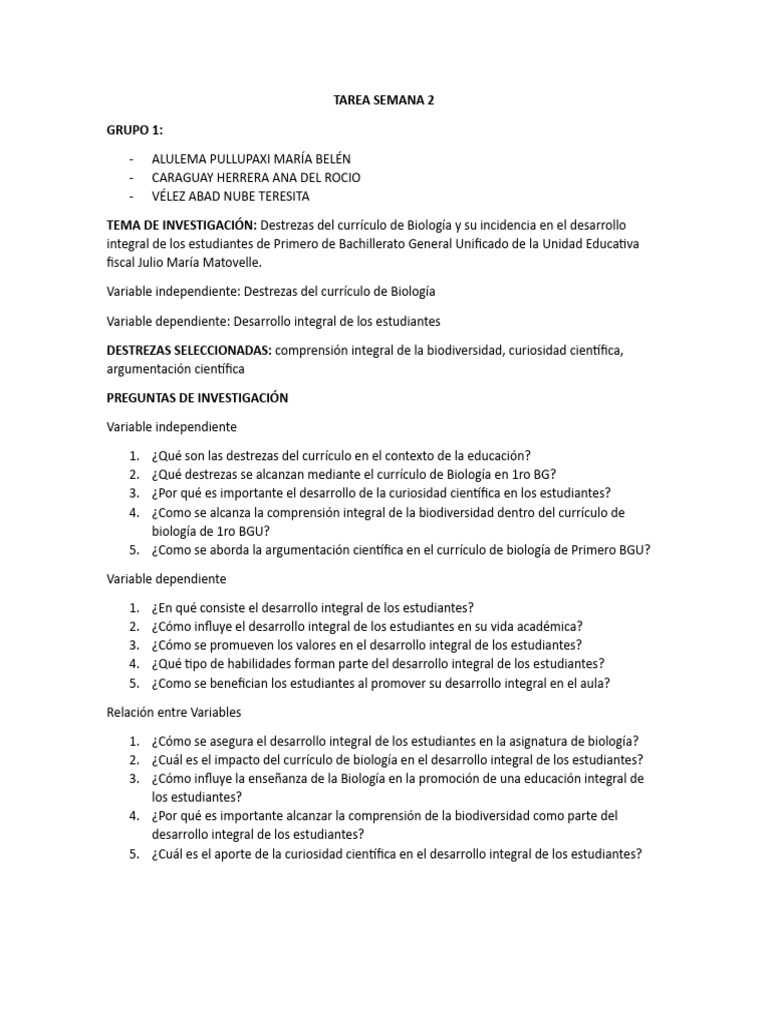 Avance Tarea 2 G1 | PDF | Plan de estudios