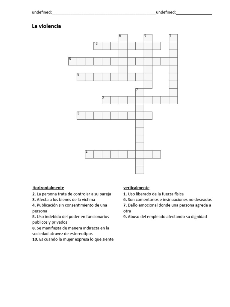 Crucigrama sobre la violencia y sus tipos | PDF | Política | Relaciones ...