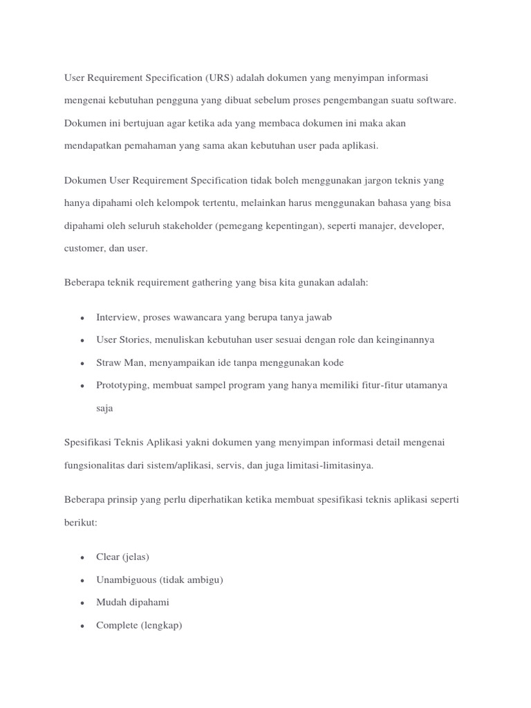 User Requirement Specification | PDF