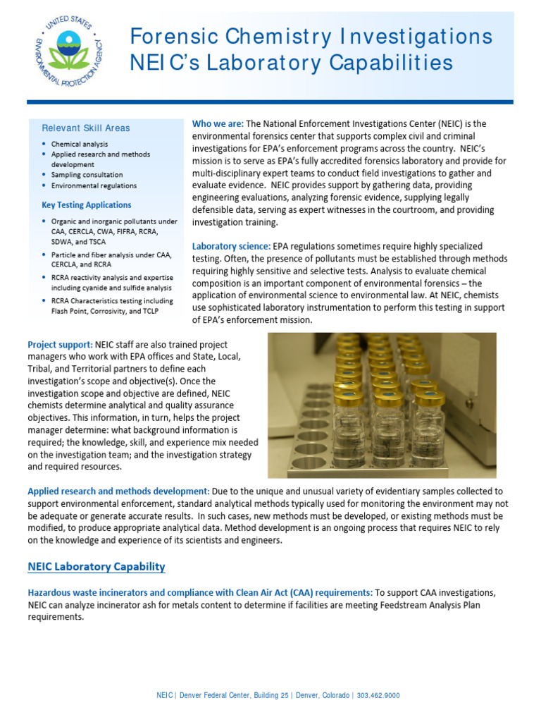 Factsheet Neic Laboratory | PDF | Chlorofluorocarbon | Waste