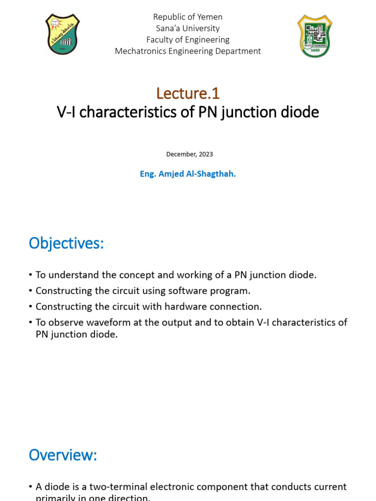 Lab.1 Electronics(1) | PDF | Diode | P–N Junction