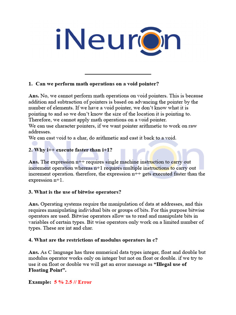 C Interview Question Day 2 Pdf Pointer Computer Programming Computer Data