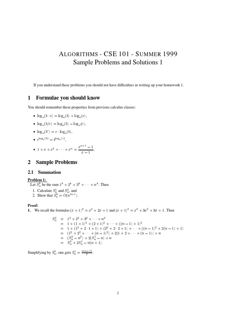 Sample 1 | PDF | Time Complexity | Logarithm