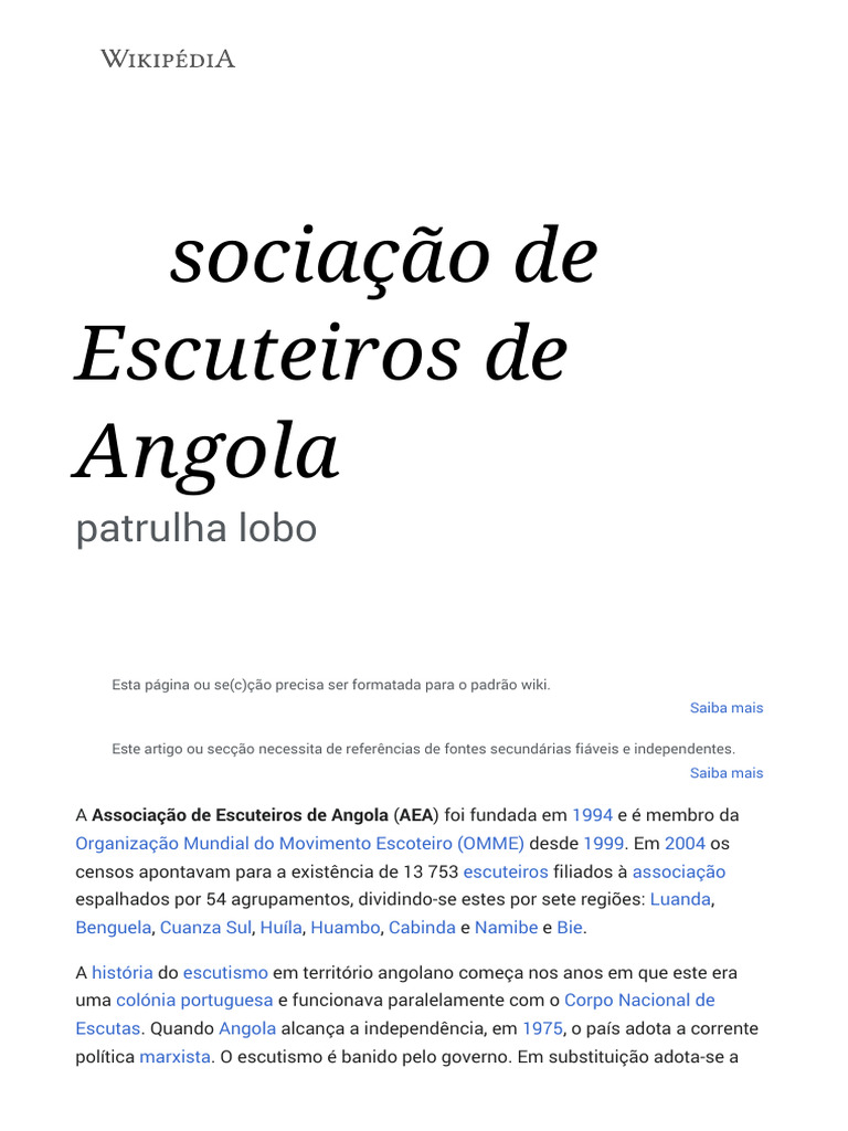 História do Escutismo em Angola | Download grátis PDF | Angola