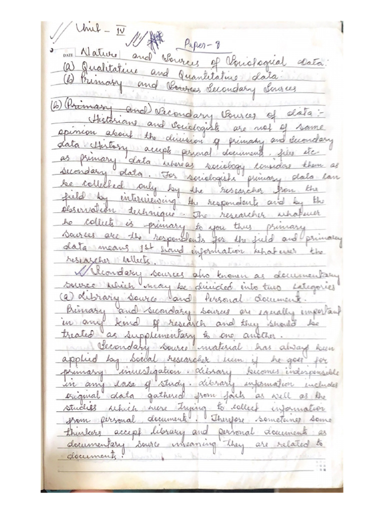 UNIT-4 PAPER-8 PRIMARY AND SECONDARY SOURCES | PDF