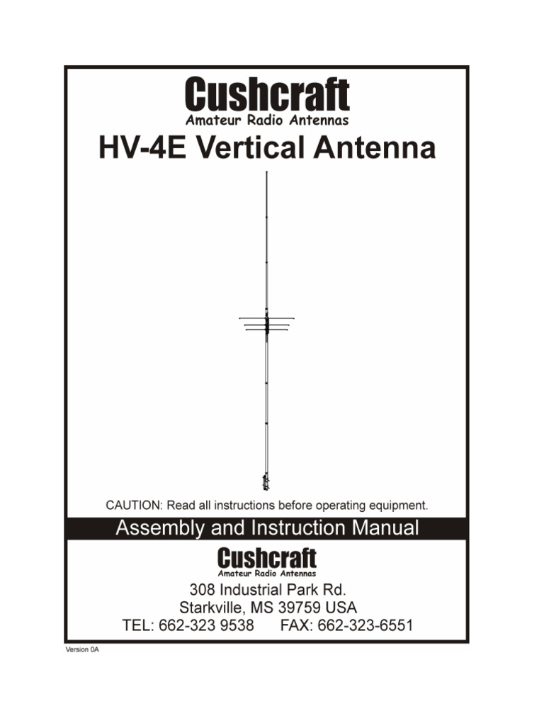 HV-4E Assembly Manual 0A | PDF | Antenna (Radio) | Coaxial Cable