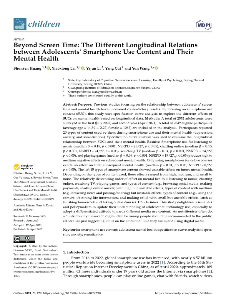 Beyond Screen Time | PDF | Adolescence | Social Media