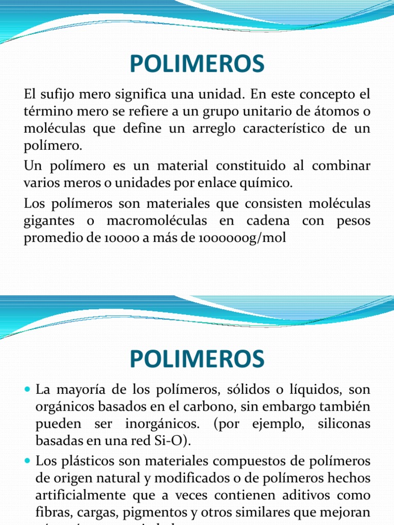 Presentacion de Materiales Polimericos 1 | PDF | Polímeros | El plastico
