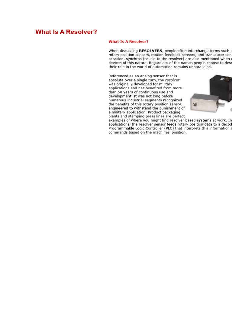 What Is A Resolver | Download Free PDF | Electricity | Electrical ...