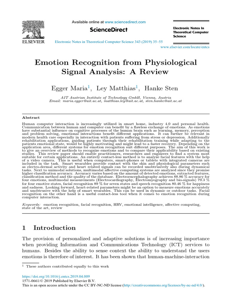 Emotion Recognition From Physiological Signal Analysis - A Review | PDF ...