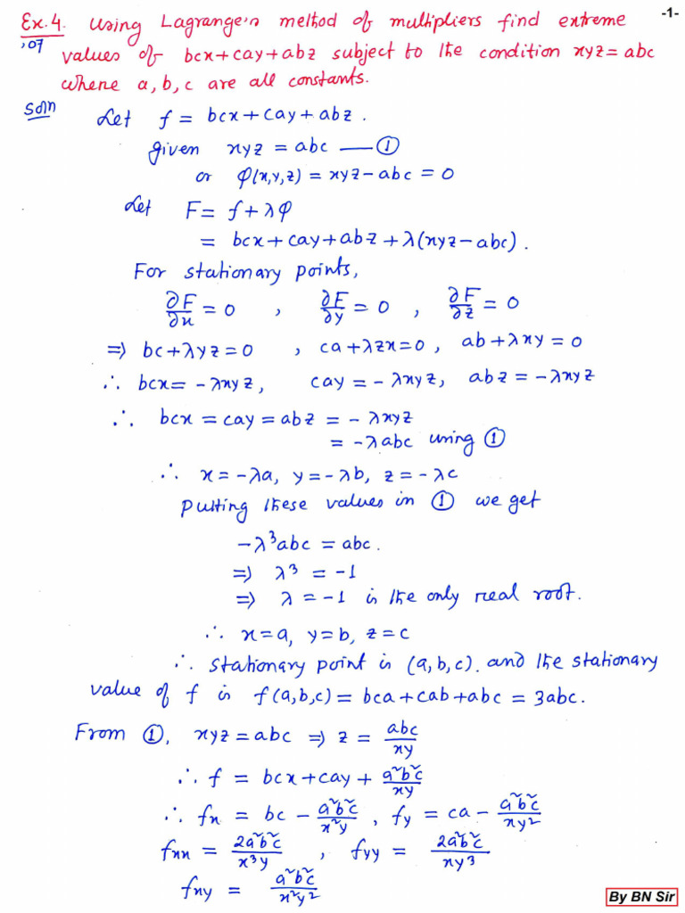 Extrema Lagrange's method P 1 to 9 | PDF