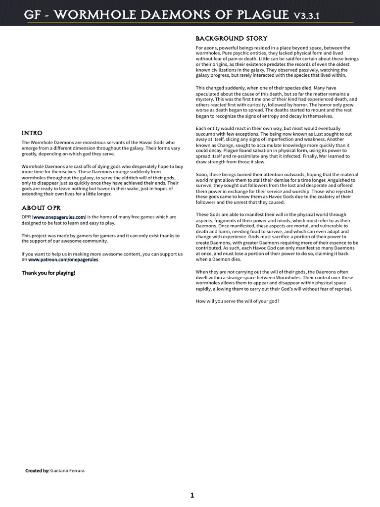 GF - Wormhole Daemons of Plague 3.3.1 | PDF | Young Adult