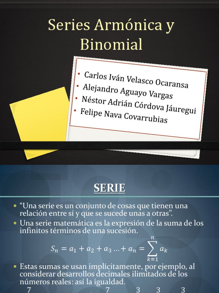 Series Armónica y Binomial en Matemáticas | PDF | Series (Matemáticas ...