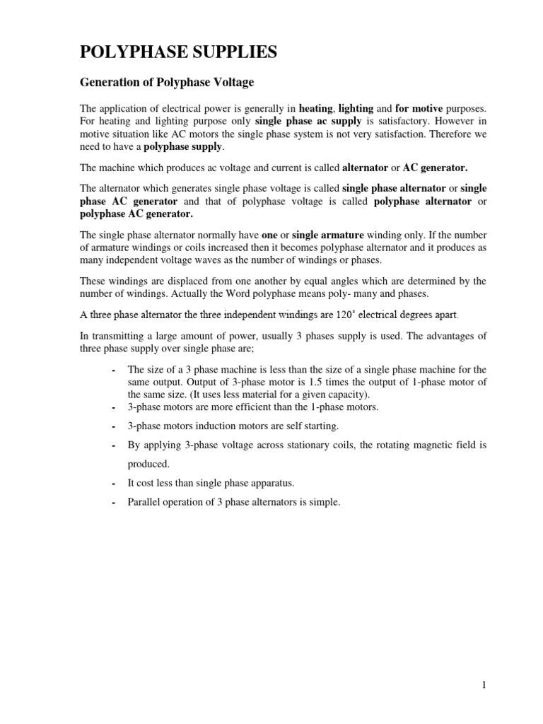Polyphase Supplies | PDF | Electric Motor | Ac Power