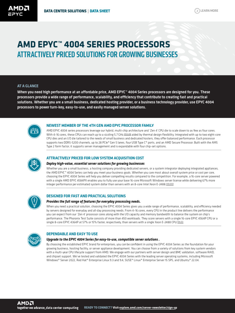 Amd Epyc 4004 Processor Datasheet | PDF | Computer Hardware | Office ...