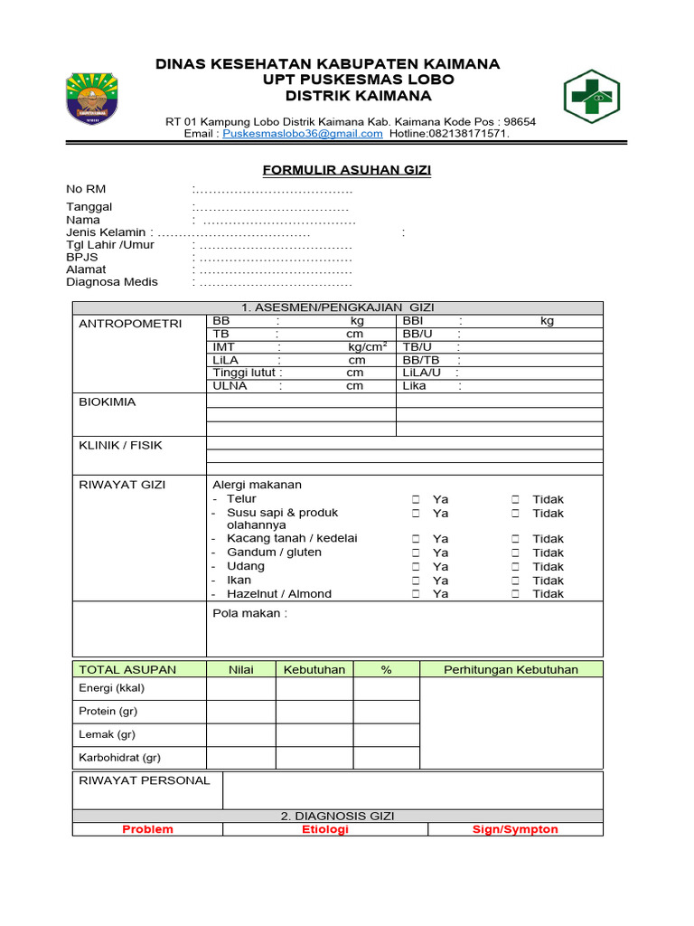Form Asuhan Gizi | PDF | Kesehatan Holistik