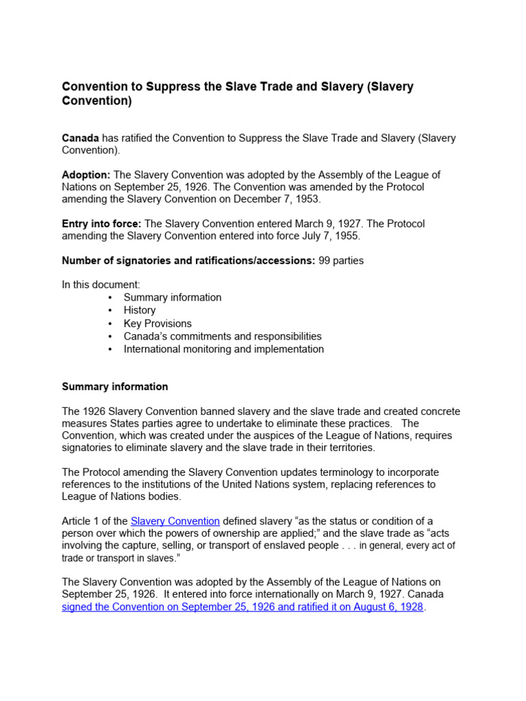 Slavery Convention | PDF | Slavery | Human Trafficking
