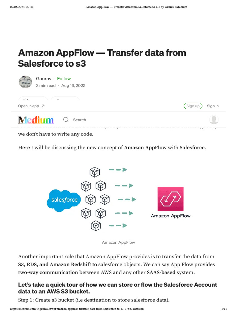 Amazon AppFlow - Transfer Data From Salesforce To s3 | PDF | Amazon Web Services | Software As A ...