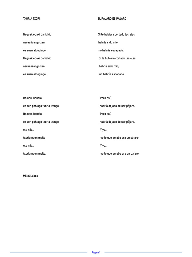 Txoria Txori | PDF