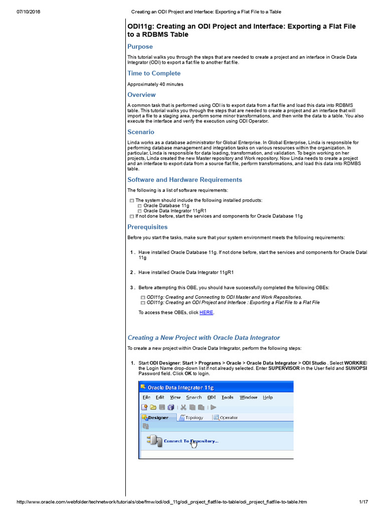 Creating An ODI Project and Interface - Exporting A Flat File To A ...