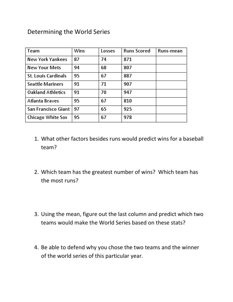 Predicting World Series Teams and Winners | PDF